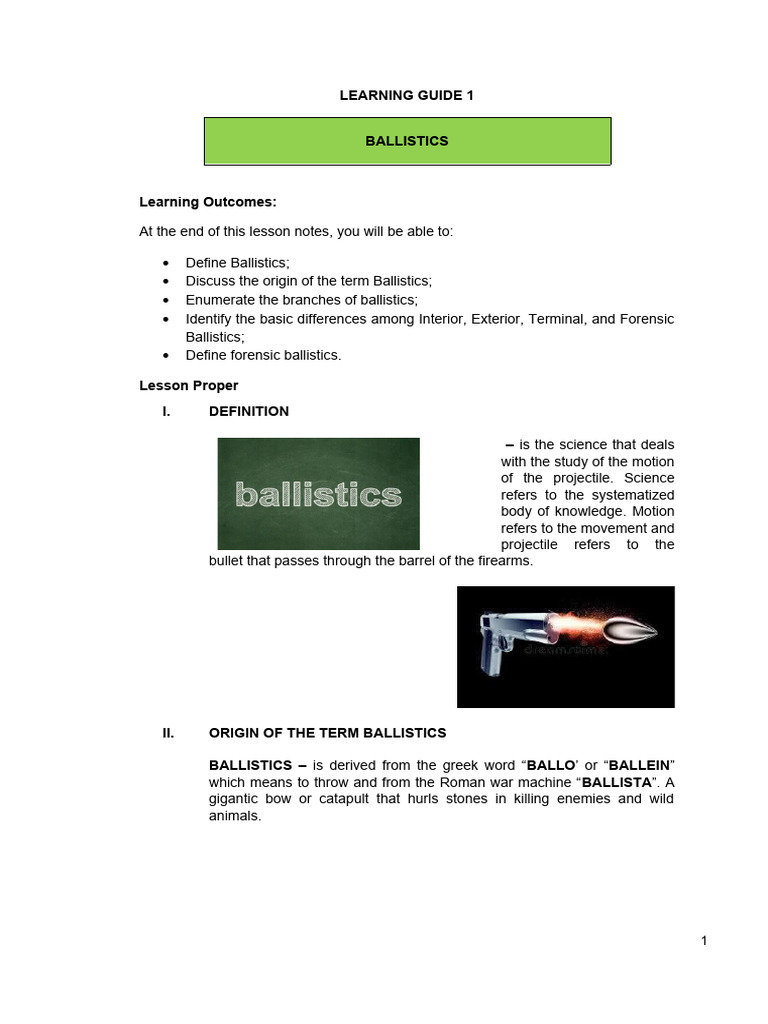Chapter-1 Ballistics | PDF | Bullet | Ballistics