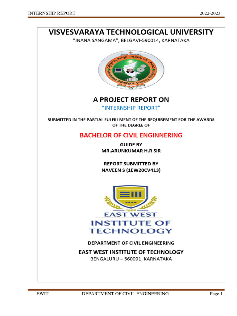 Civil Engineering Internship Report | PDF | Road | Road Surface