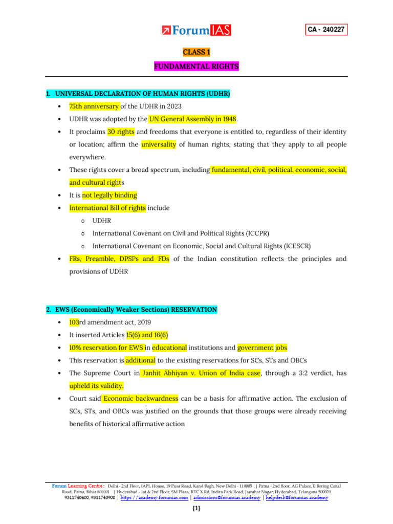 PT 24 Polity Class 1 1 | Download Free PDF | Human Rights | Social Ethics