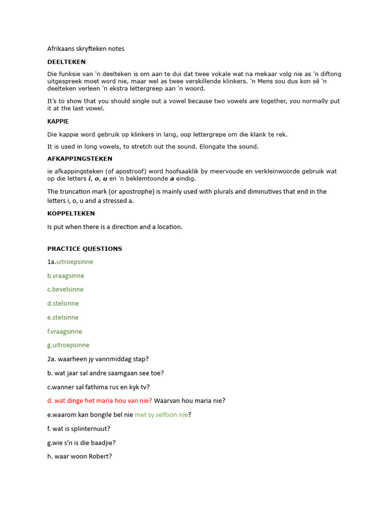 Afrikans Notes Skryftekens | PDF