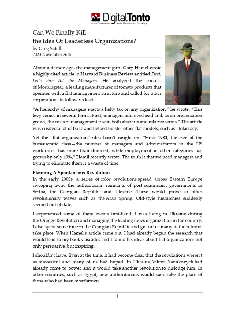 Can We Finally Kill The Idea of Leaderless Organizations | PDF | Leadership | Open Source