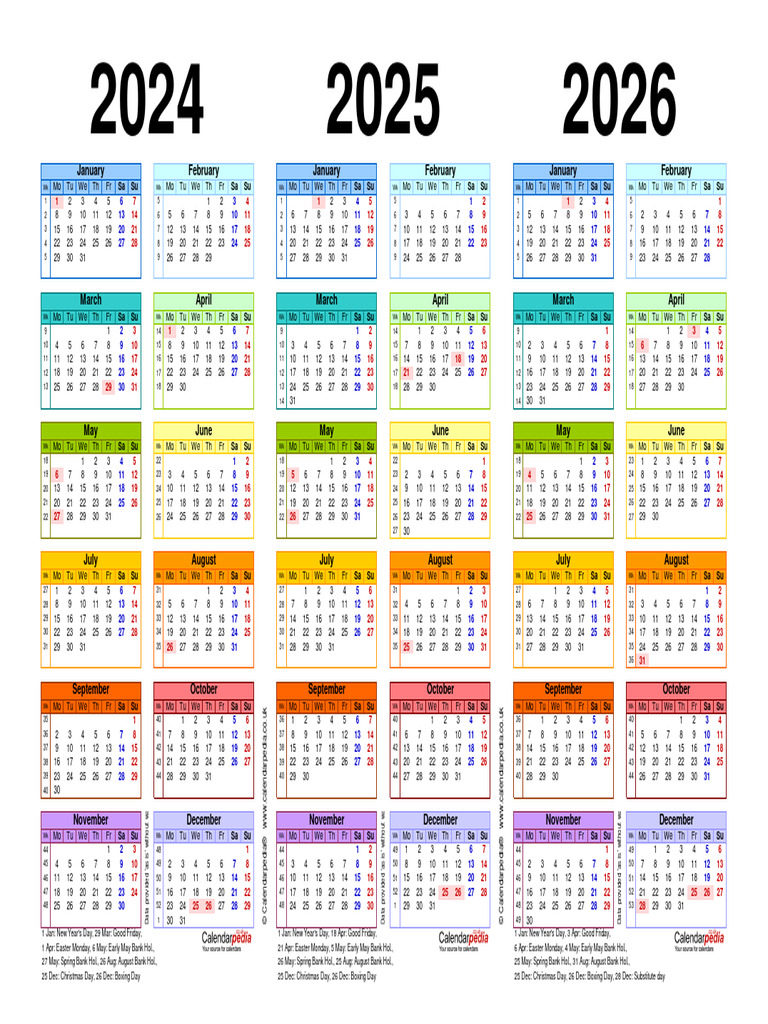 three-year-calendar-2024-2025-2026-landscape-in-colour | PDF ...