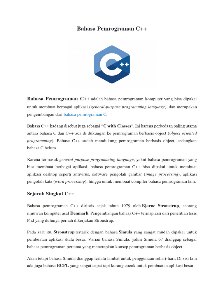 Pengenalan Sejarah C++ | PDF