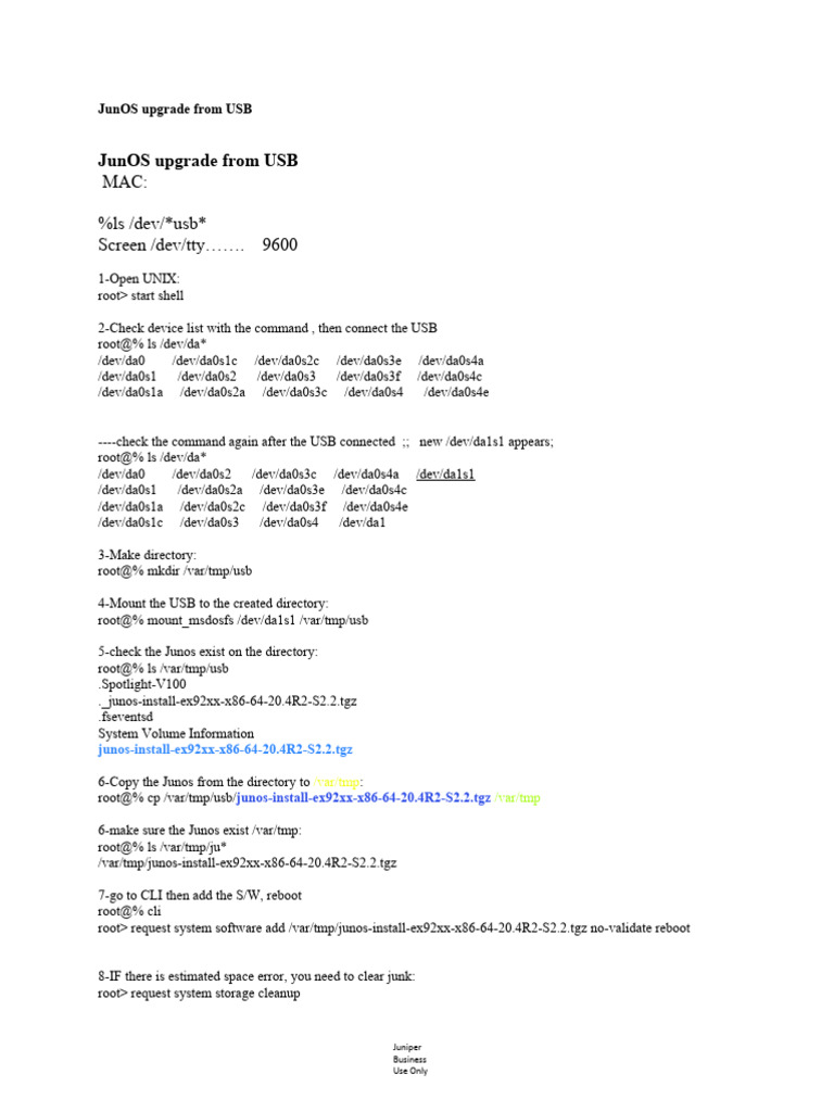 JunOS Upgrade From USB | PDF | Usb Flash Drive | Booting