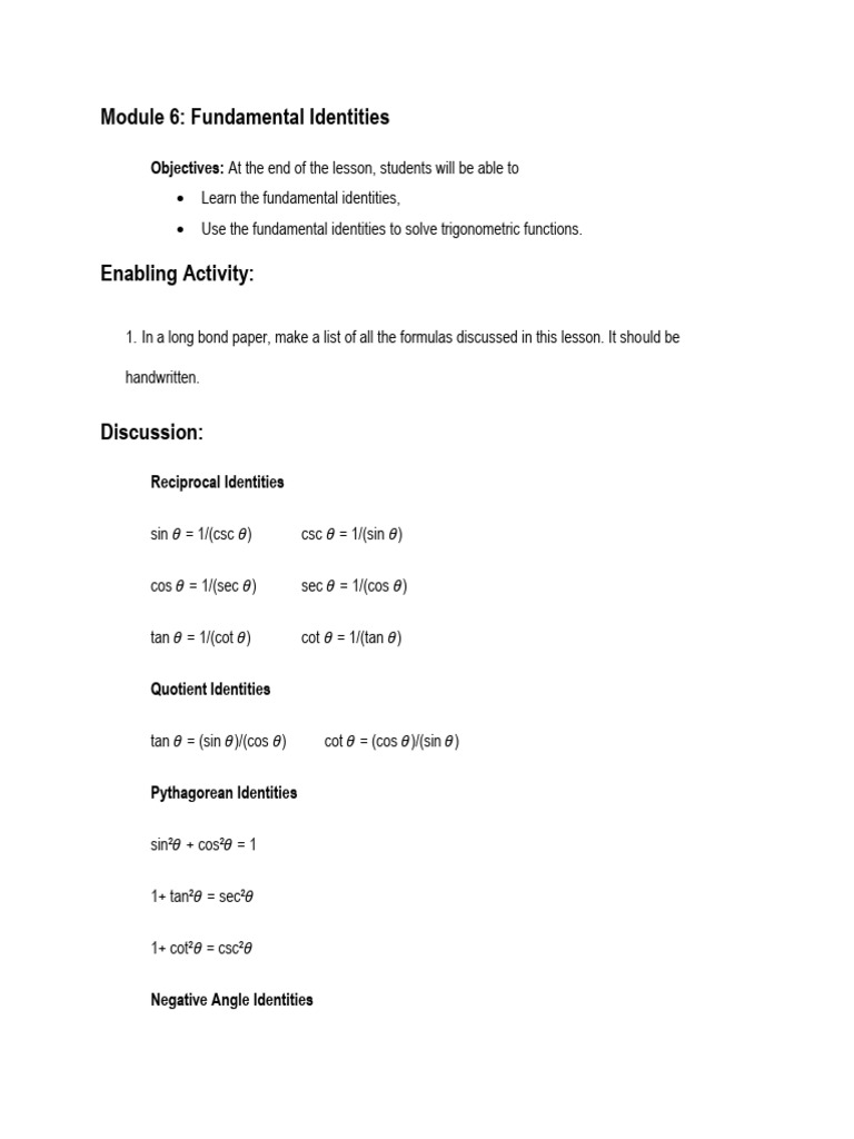 Module 6 | Download Free PDF | Trigonometric Functions | Elementary ...