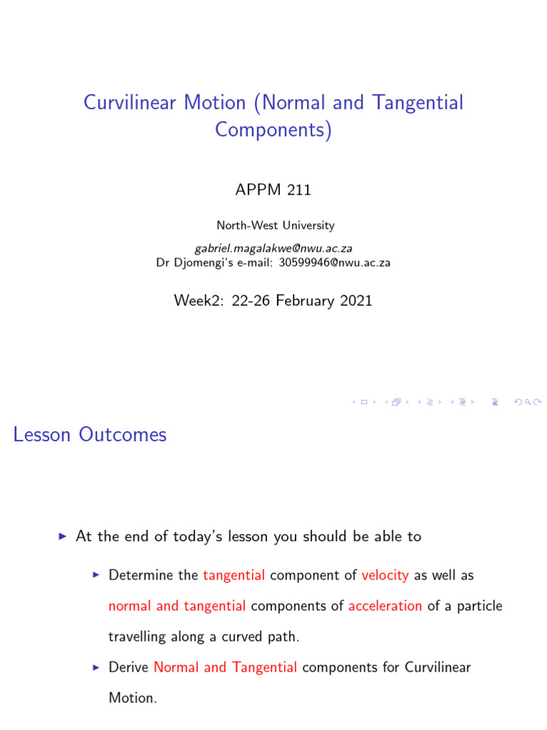 APPM 211 Week 2, Lesson 2 Slides | PDF | Acceleration | Velocity
