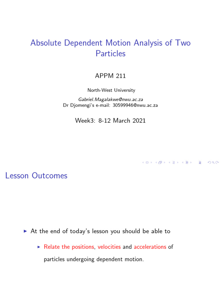 APPM 211 Week 4, Lesson4-Part 1 Slides | PDF | Acceleration | Velocity
