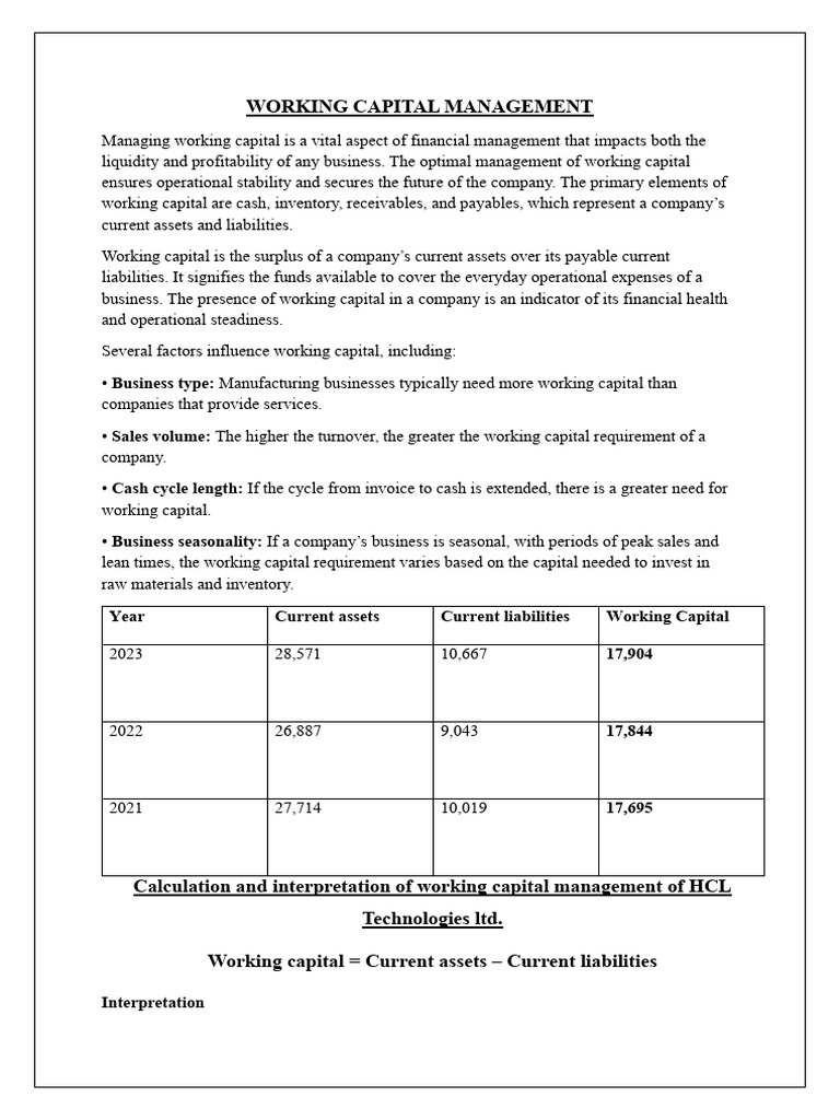 Working Capital Management | PDF | Dividend | Working Capital