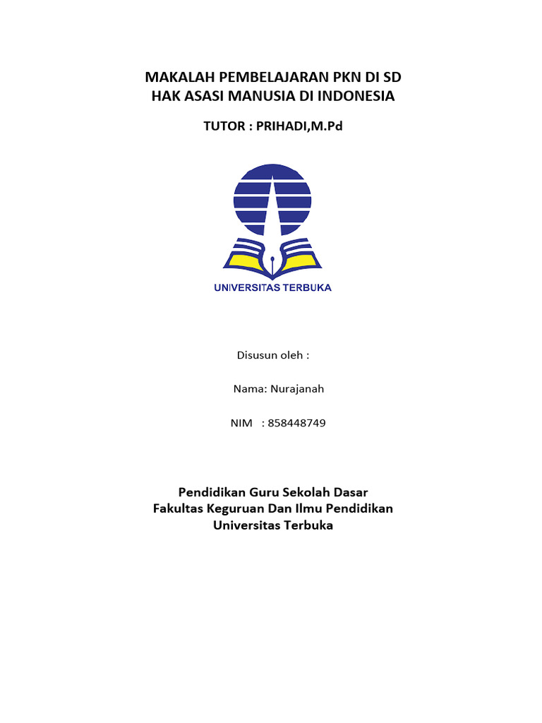 MAKALAH - PEMBELAJARAN PKN DI SD - HAK - ASASI - MANUSI (Signed) | PDF
