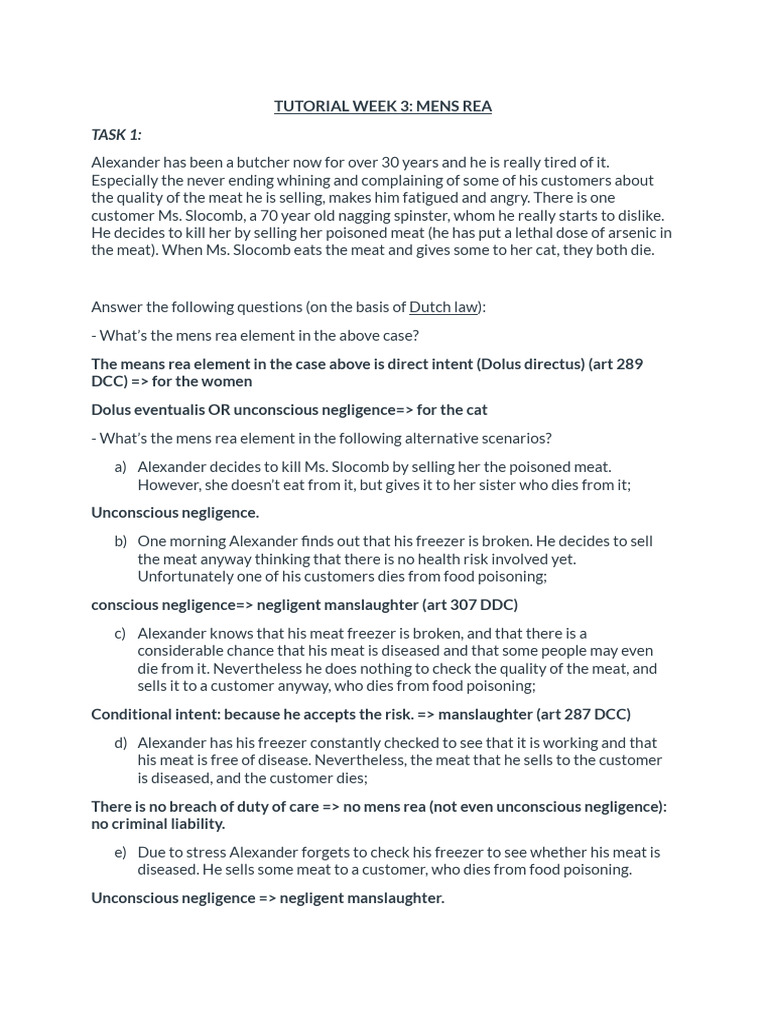 Tutorial Week 3 | Download Free PDF | Manslaughter | Duty Of Care