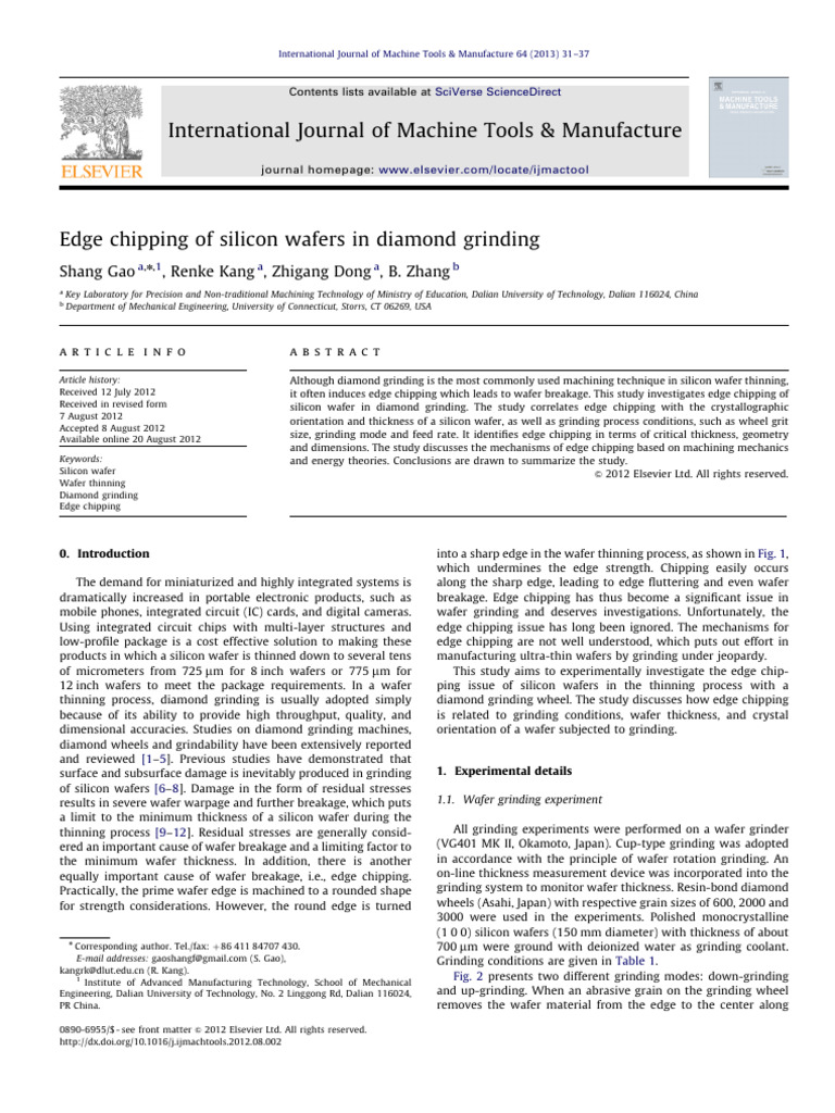 Silicon Wafer Edge Chipping Study | PDF | Wafer (Electronics ...