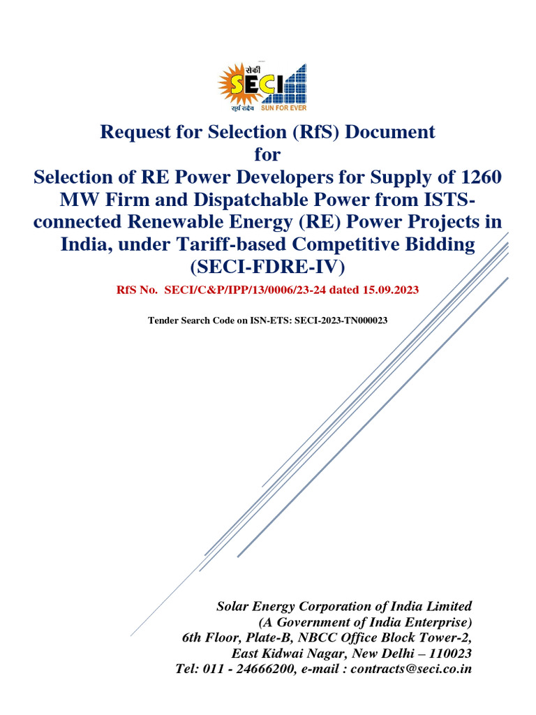 SECI000120 3001222 RfSfor1260MW FDRE IV Finalupload | PDF | Electrical ...