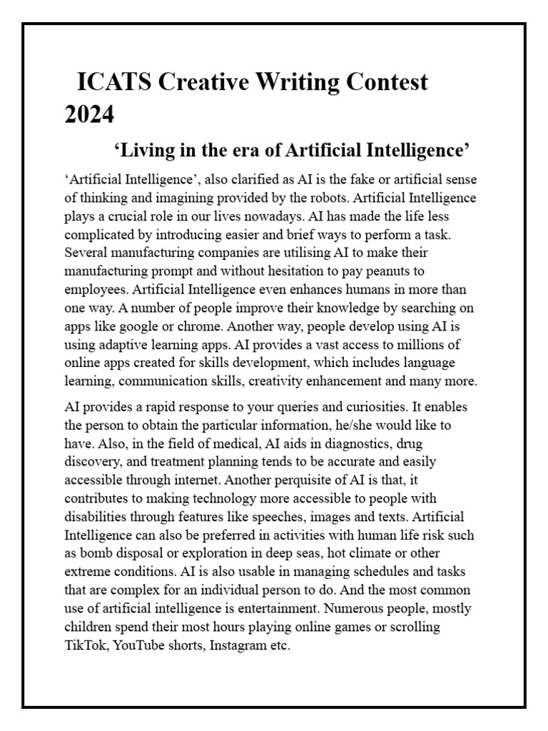 ICATS Creative Writing Contest 2024 | PDF | Artificial Intelligence ...