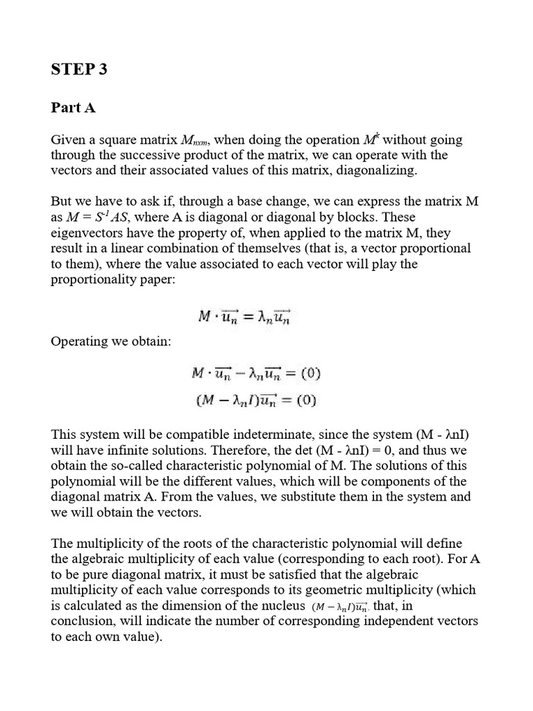 Step 3 | PDF | Eigenvalues And Eigenvectors | Matrix (Mathematics)