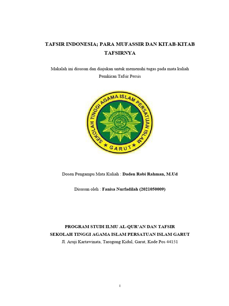 Tafsir Indonesia para Mufassir Dan Kitab-Kitab Tafsirnya | PDF