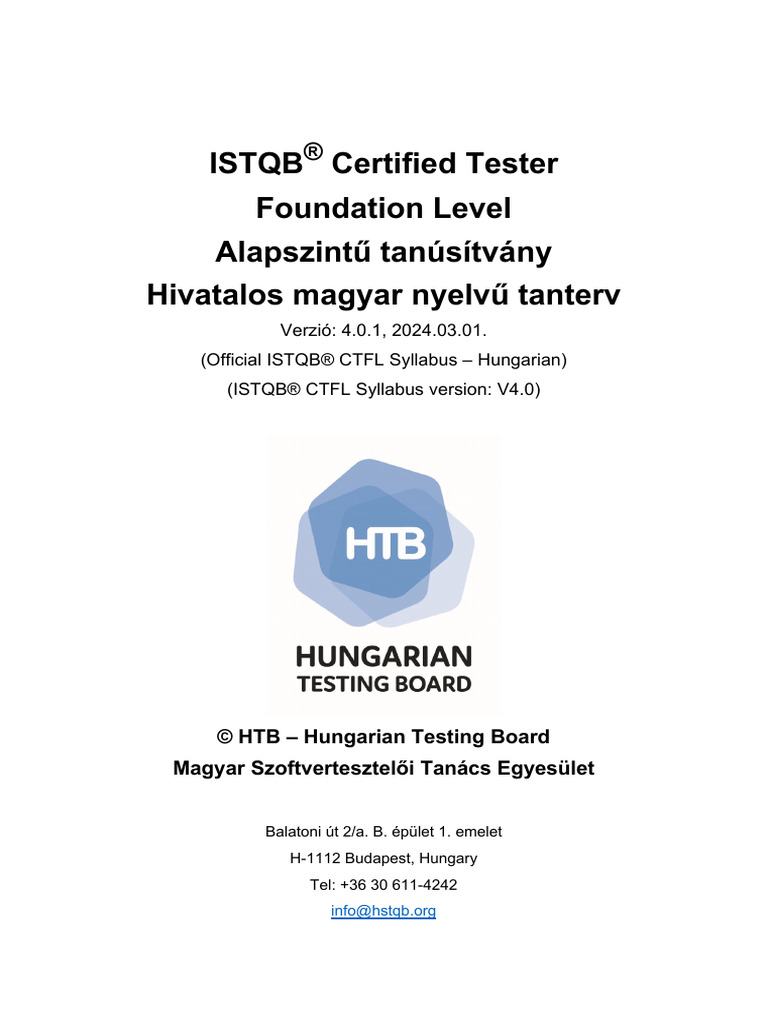 ISTQB CTFL Syllabus 4.0 Magyar | PDF