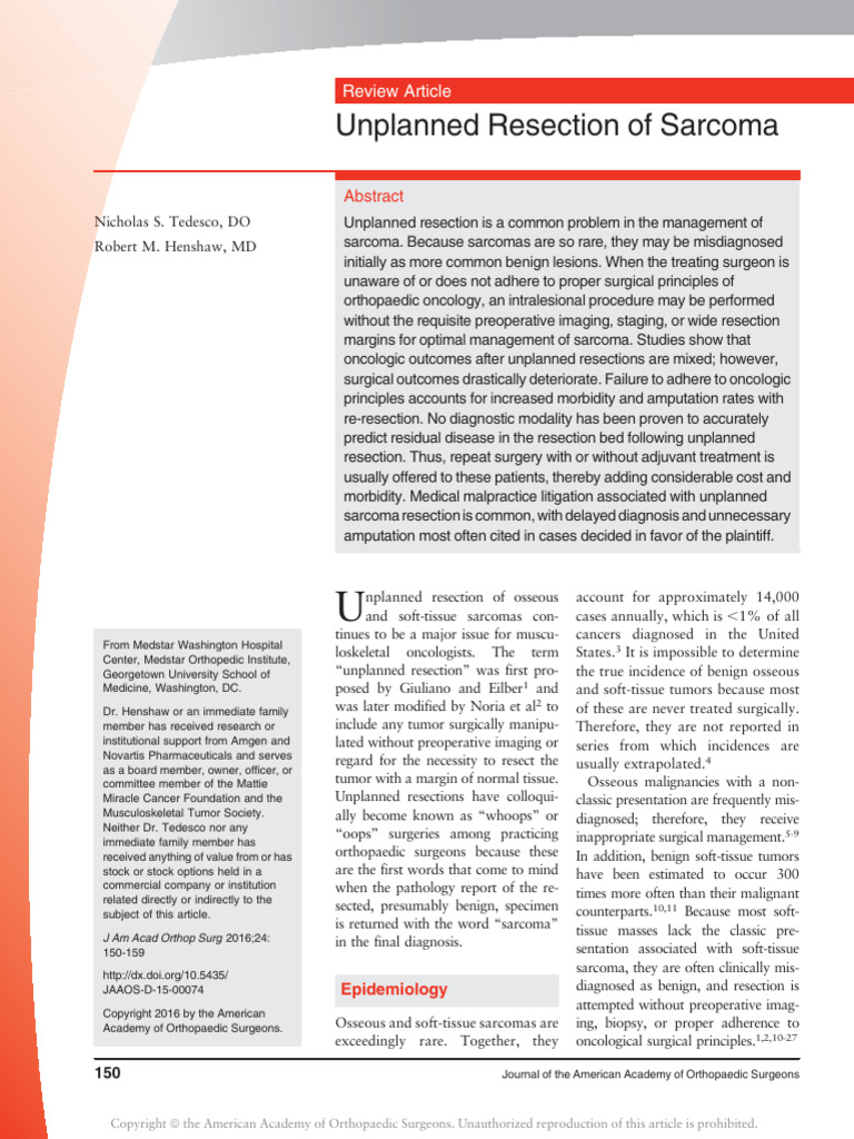 Unplanned Resection of Sarcoma.3 | PDF | Sarcoma | Surgery