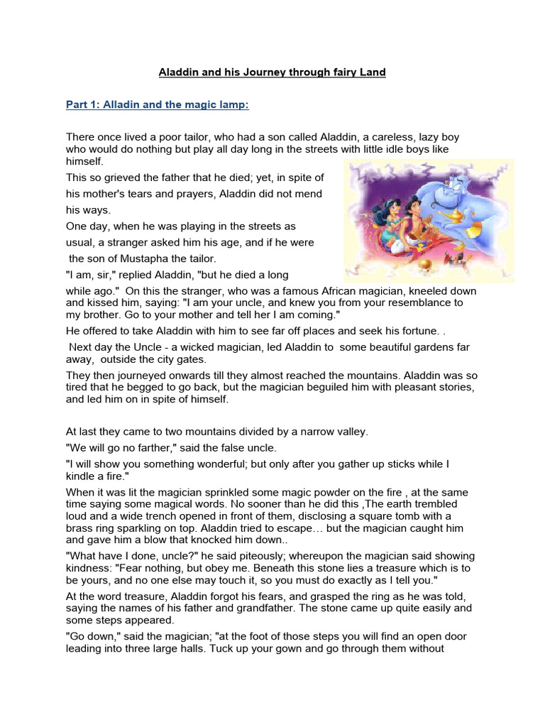 2011 Synopsis Journey Of Aladdin And His Magic Lamp Pdf Rapunzel