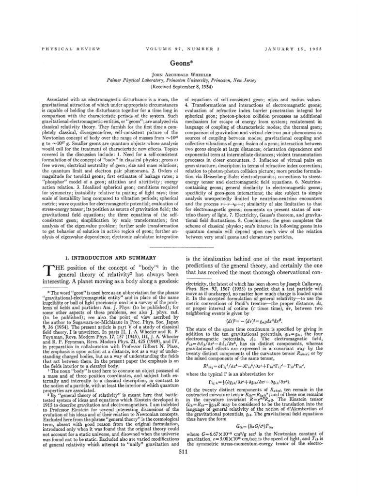 Geons | PDF | General Relativity | Gravity