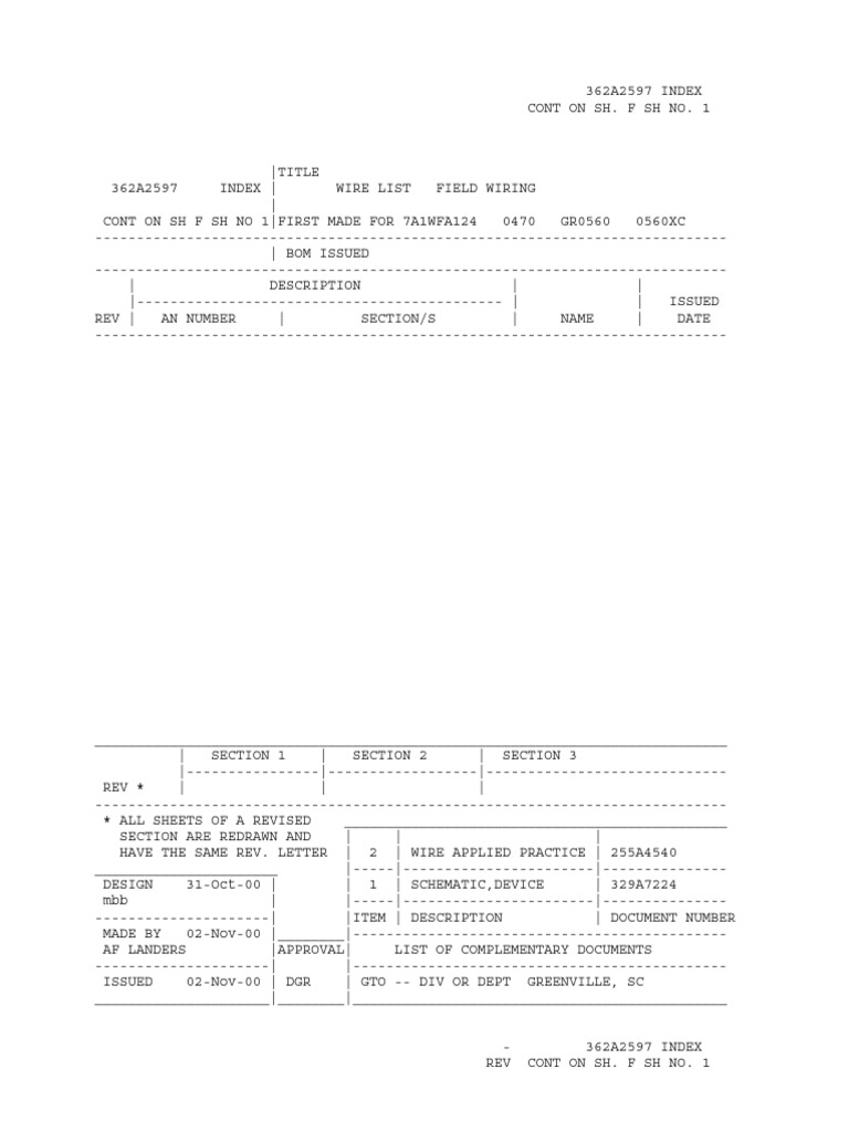 Wiring Index and Specifications Guide | PDF | Fires | Electrical Components