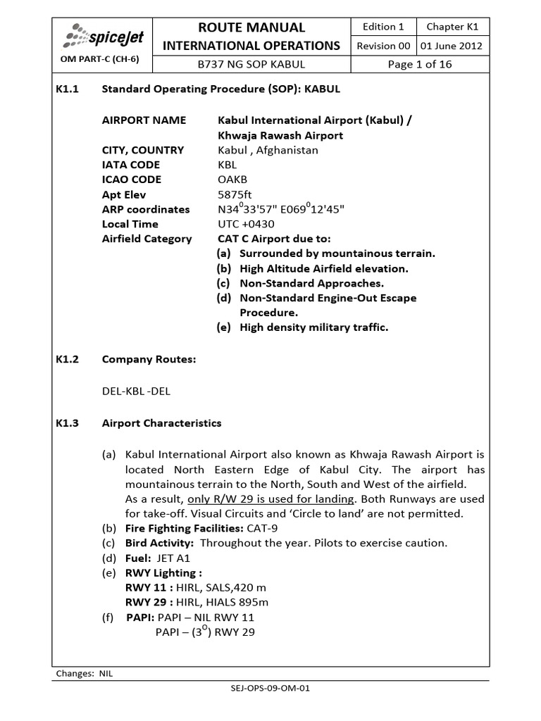 B737 NG SOP for Kabul Operations | PDF | Instrument Flight Rules | Air ...