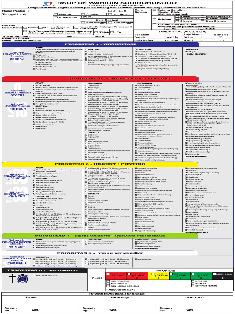 USULAN Blangko Triage IGD Neonatus - Wahidin | PDF