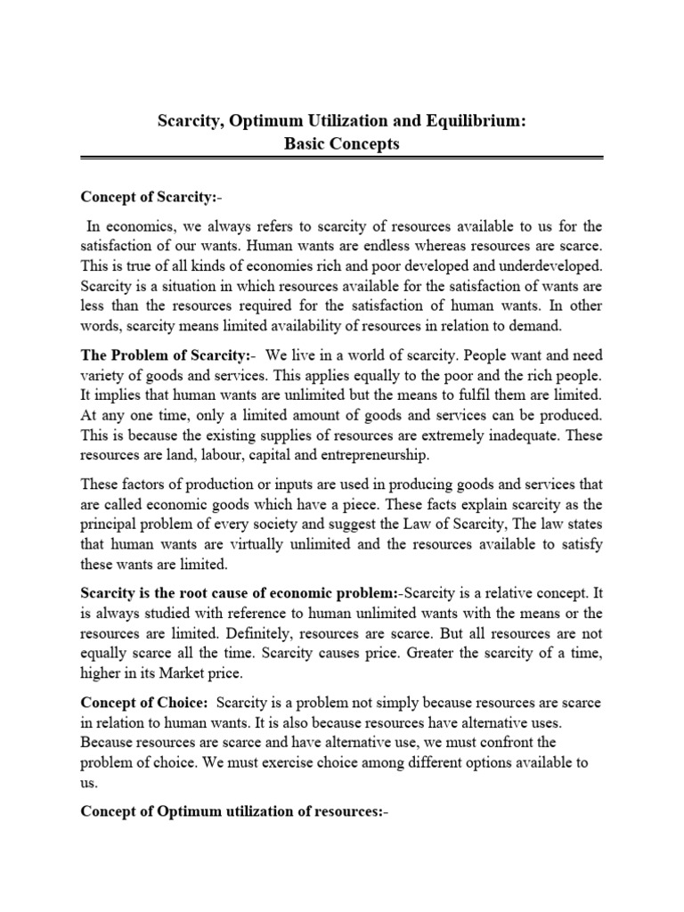 Scarcity and Equilibrium | PDF | Economic Equilibrium | Economics
