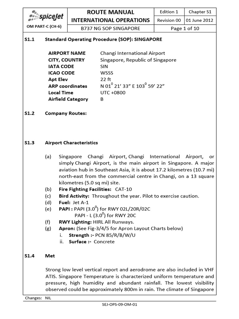 B737 NG Aerodrome SOP Singapore | PDF | Air Traffic Control | Airport