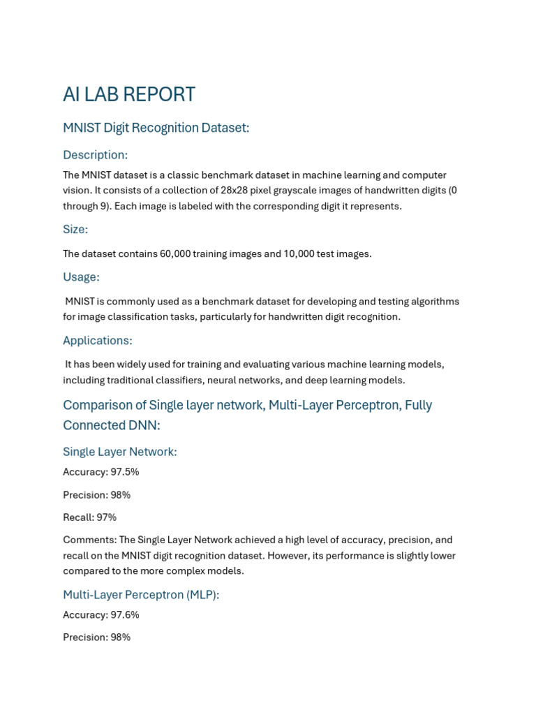 Ai Lab Report | Download Free PDF | Deep Learning | Machine Learning