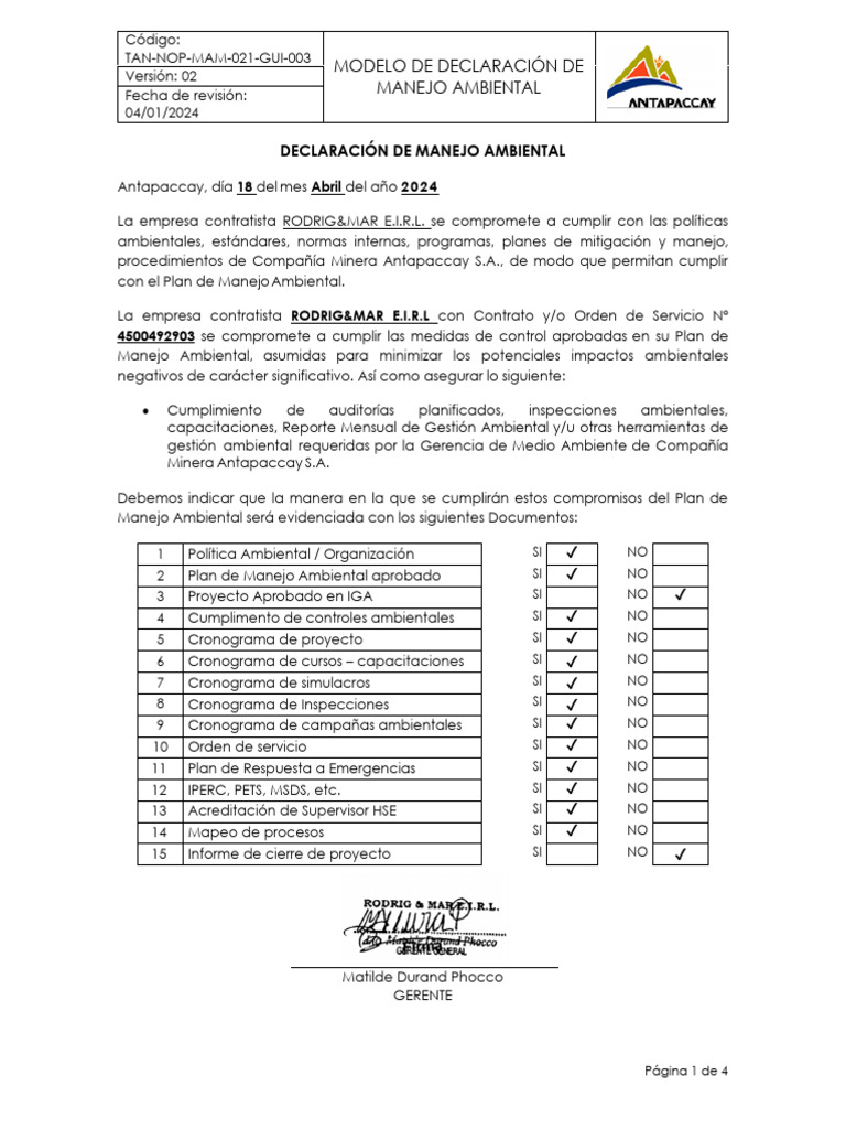 Modelo Dma 2024 - 4500492903 | PDF | Naturaleza | Ciencias de la Tierra