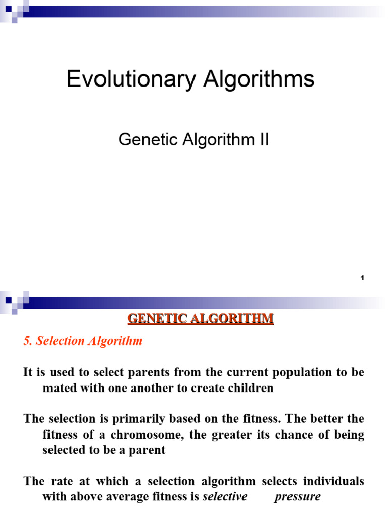 Lecture 14,15 Genetic Algorithm II | PDF | Genetic Algorithm | Natural Selection