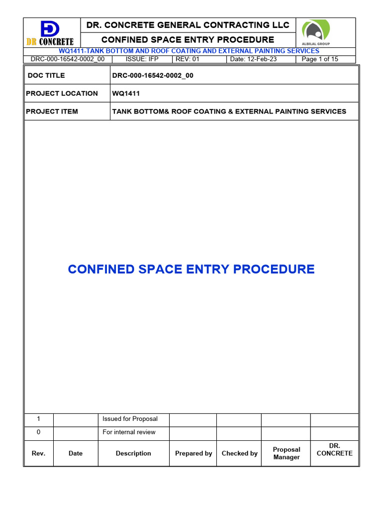 Confined Space Entry Procedure Overview | PDF | Personal Protective ...
