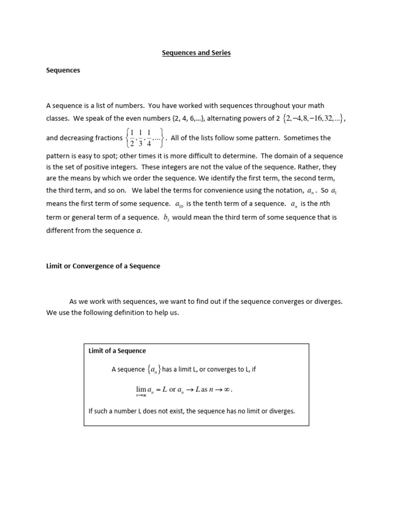 Sequences and Series (Unit 3) | PDF | Sequence | Limit (Mathematics)