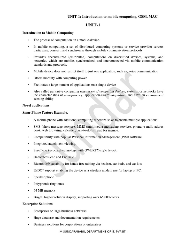 MC Chap 2 Notes | PDF | General Packet Radio Service | Computer Network