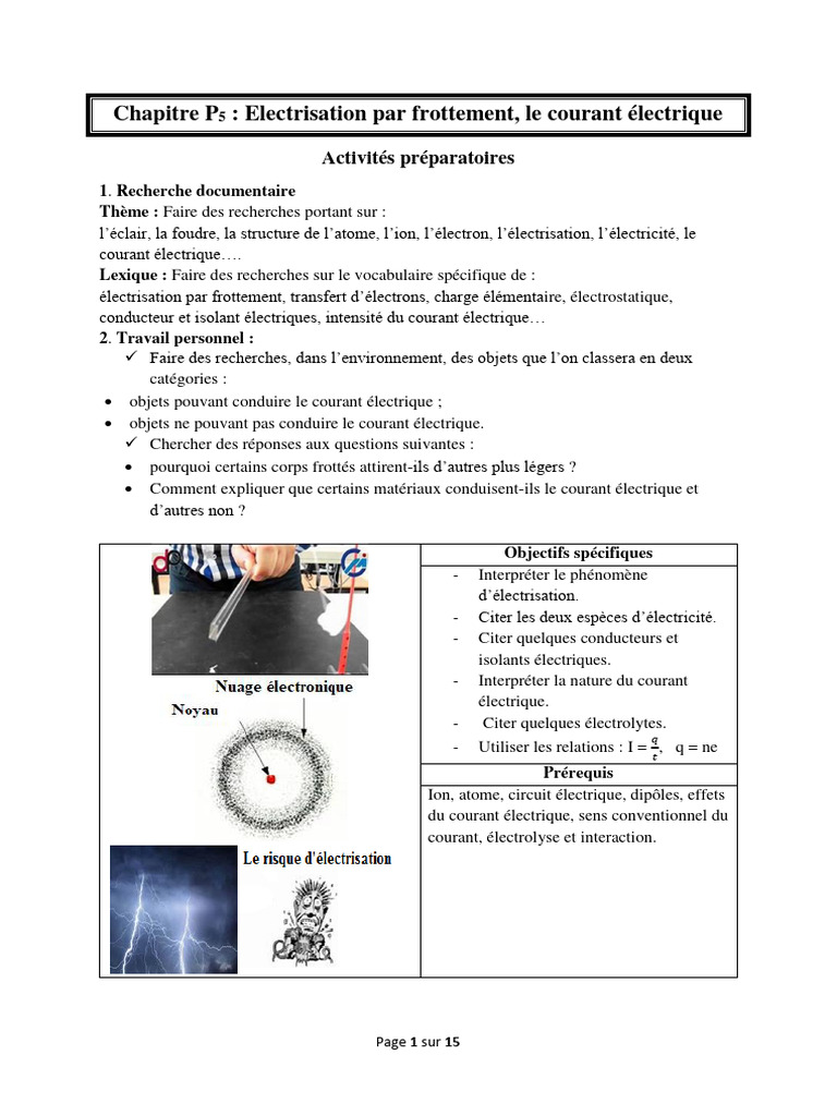 Electrisation par frottement expliquée | PDF | Courant électrique ...