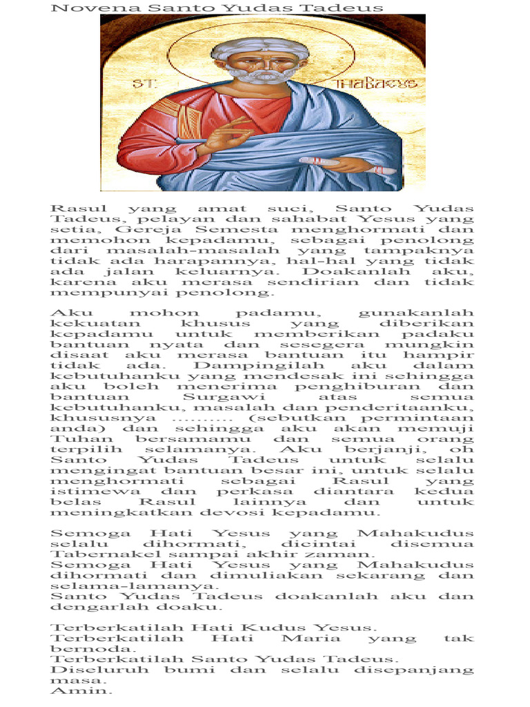 Novena Santo Yudas Tadeus untuk Bantuan | PDF