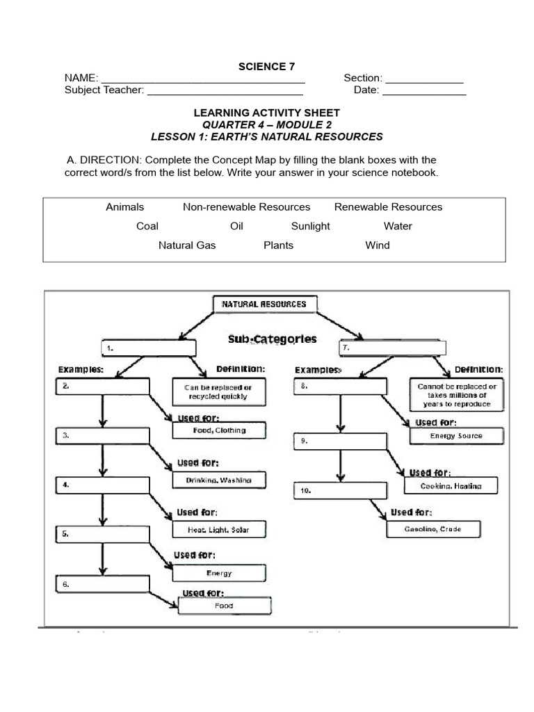 Earth’s Natural Resources Activity Guide | PDF | Renewable Energy ...