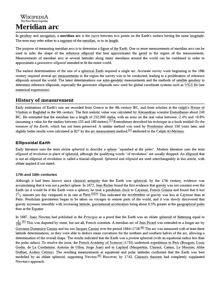 Meridian Arc | PDF | Latitude | Cartography