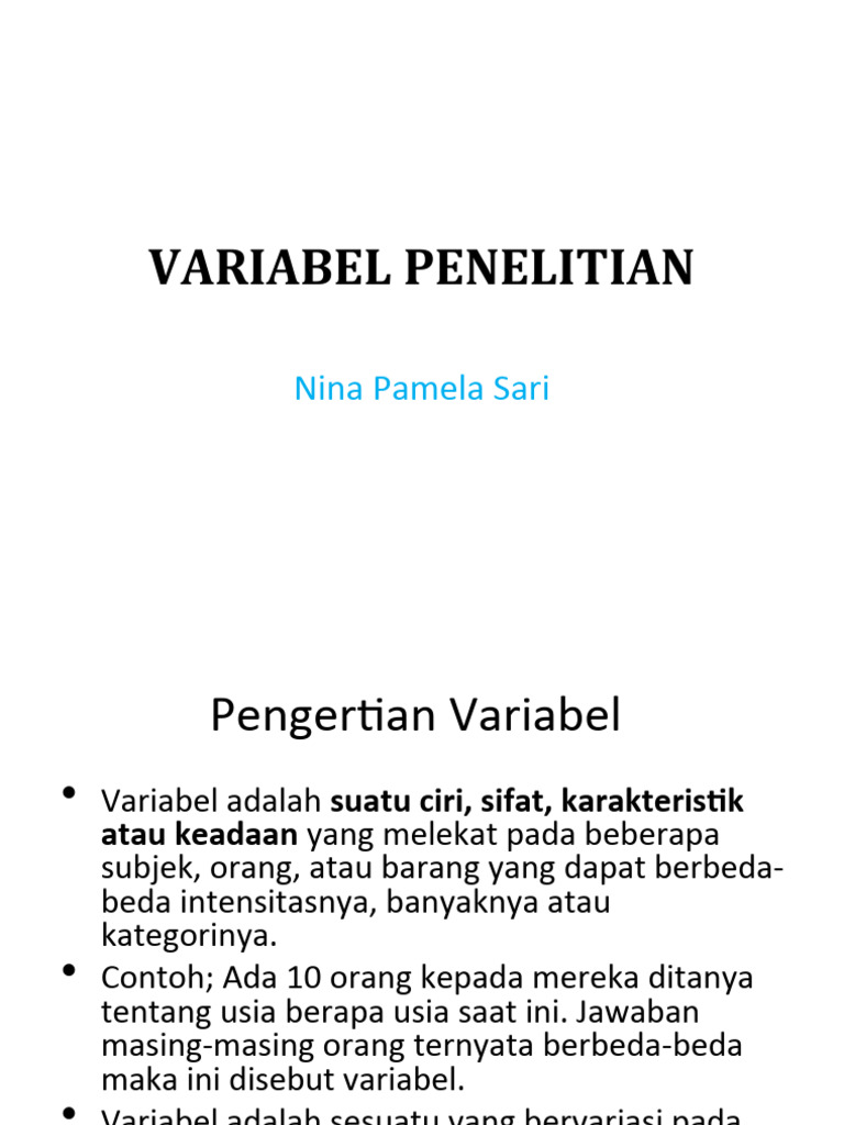 (Nina) Variabel Penelitian | PDF