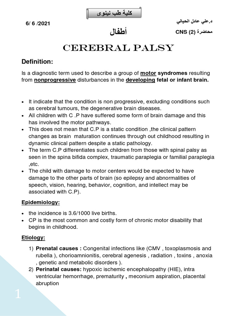 CNS 2 | PDF | Cerebral Palsy | Neurology