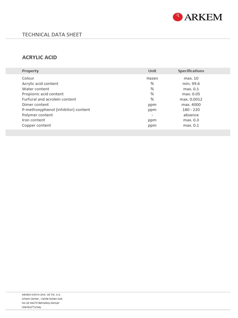 Acrylic Acid - Tds | PDF