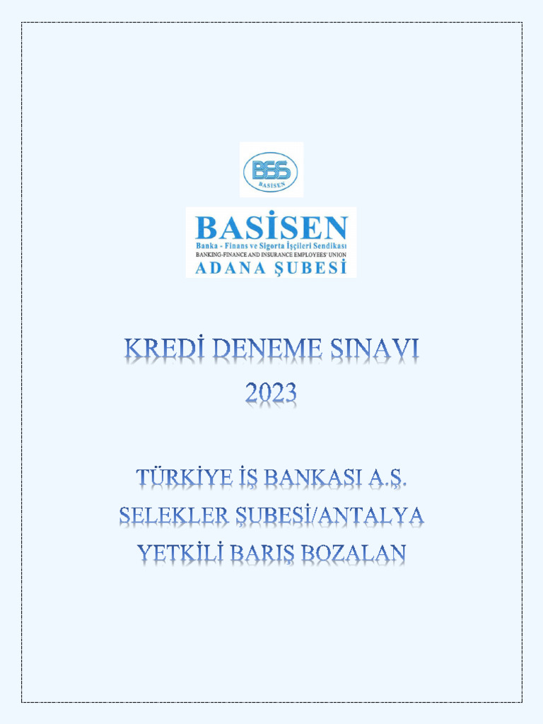 Kredi Deneme Sınavı 2023 - 230515 - 110710 | PDF
