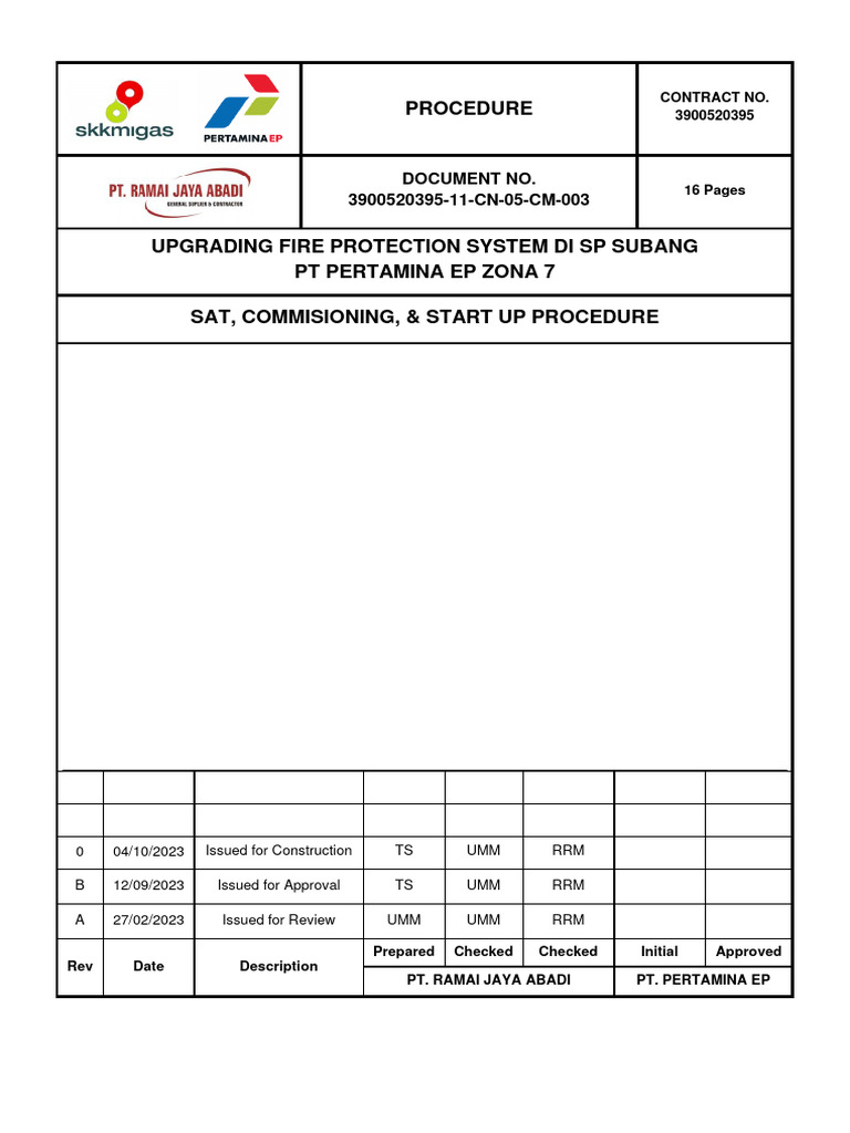 SAT, Commissioning & Start Up Procedure (3900520395-11-CN-05-CM-003 ...