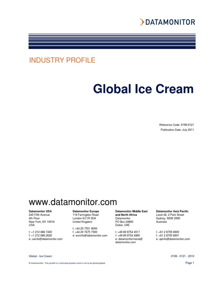 Global Ice Cream - Data Monitor | PDF | Unilever | Retail
