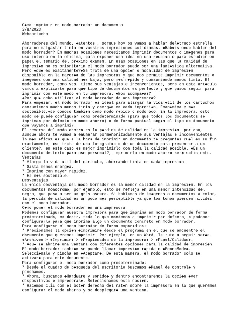 Cómo imprimir en modo borrador eficientemente | PDF | Impresora (Computación) | Informática