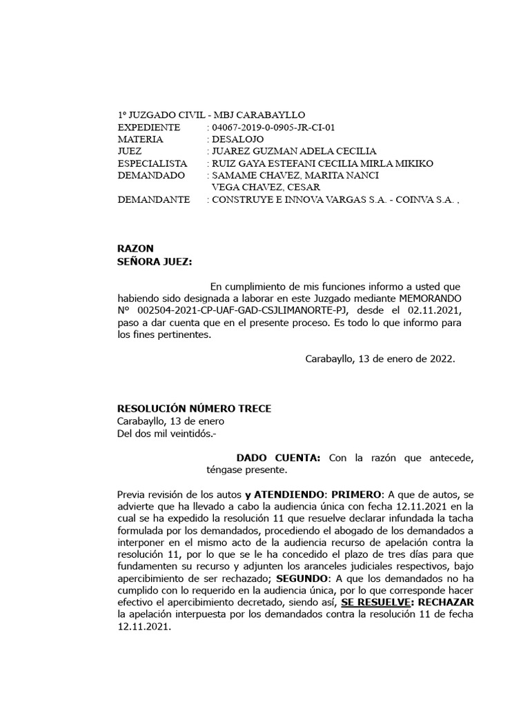 Res 2019040670065839000810595 | PDF | Apelación | Sentencia (ley)