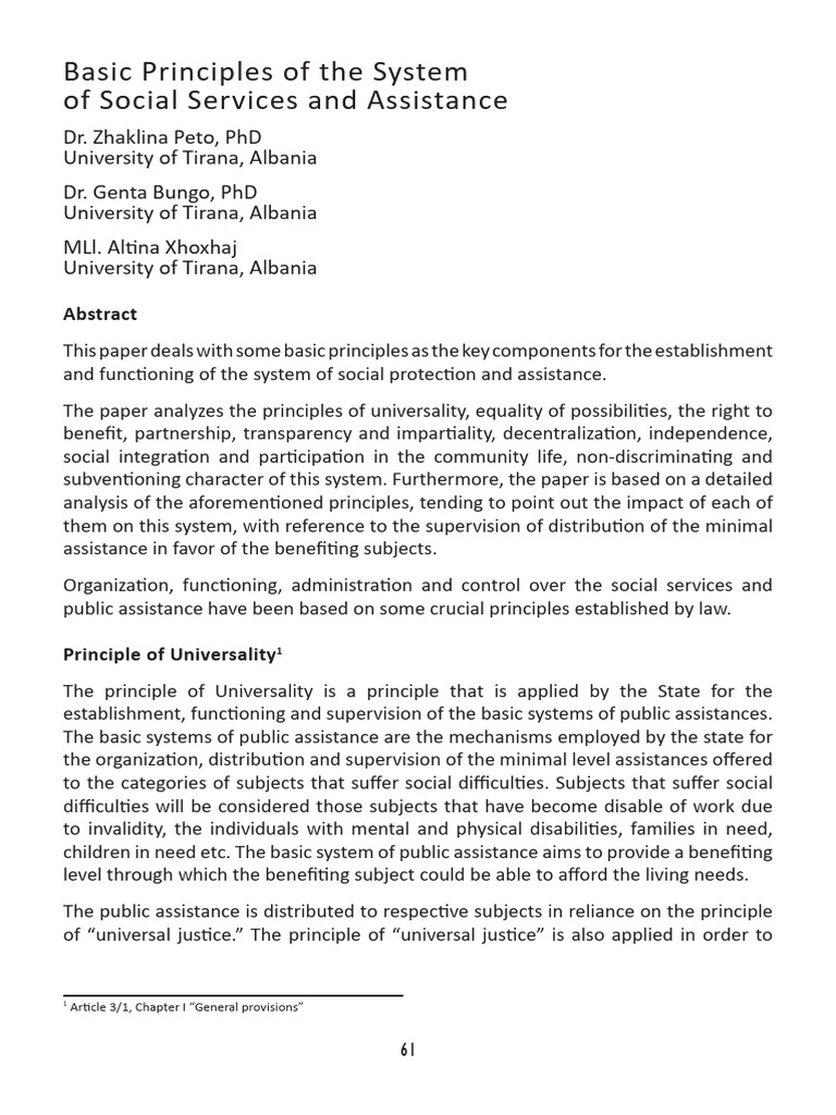 Basic Principles of The System of | PDF | Welfare | Discrimination