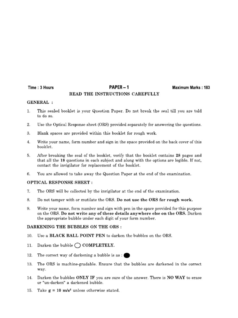 Jee Advanced Mock Test-13 Paper-1 (14!04!2024) | PDF Jee Advanced Mock Test-13 Paper-1 (14!04!2024) | PDF