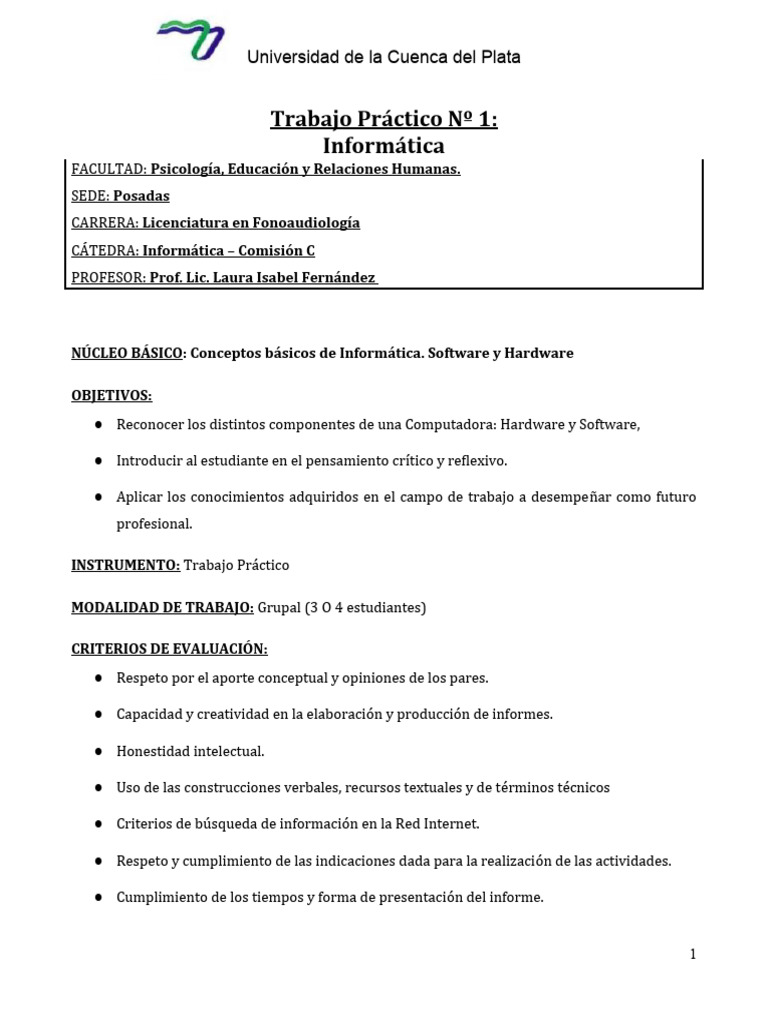 TP1 Informática Comisionc | PDF | Hardware de la computadora | Periférico