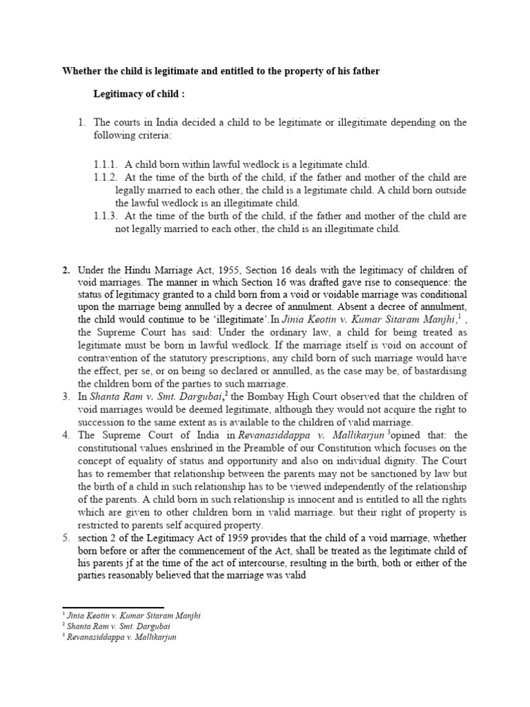 Legitimacy of Children in Void Marriages | PDF | Annulment | Legitimacy ...